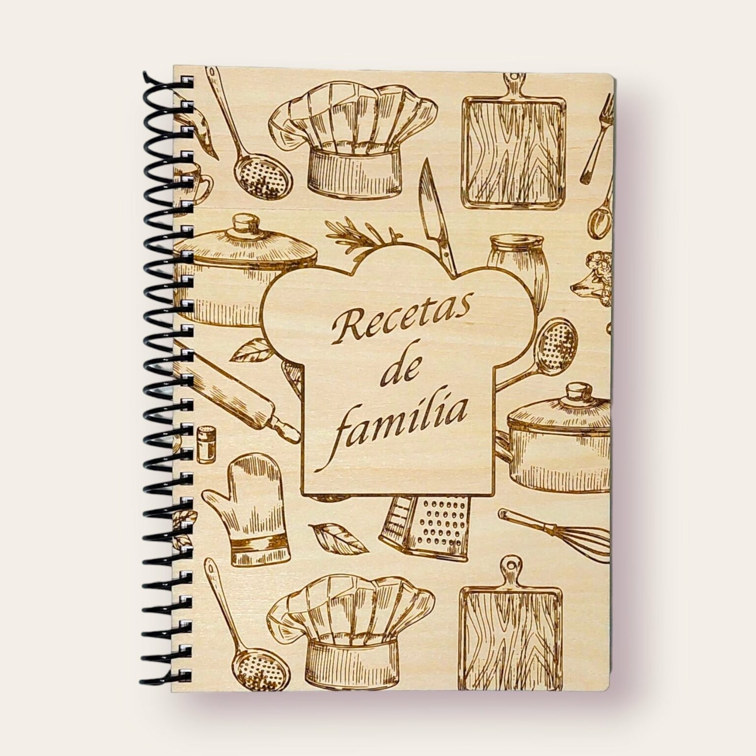Libreta con tapa de madera para recetas de cocina - Kiemmi