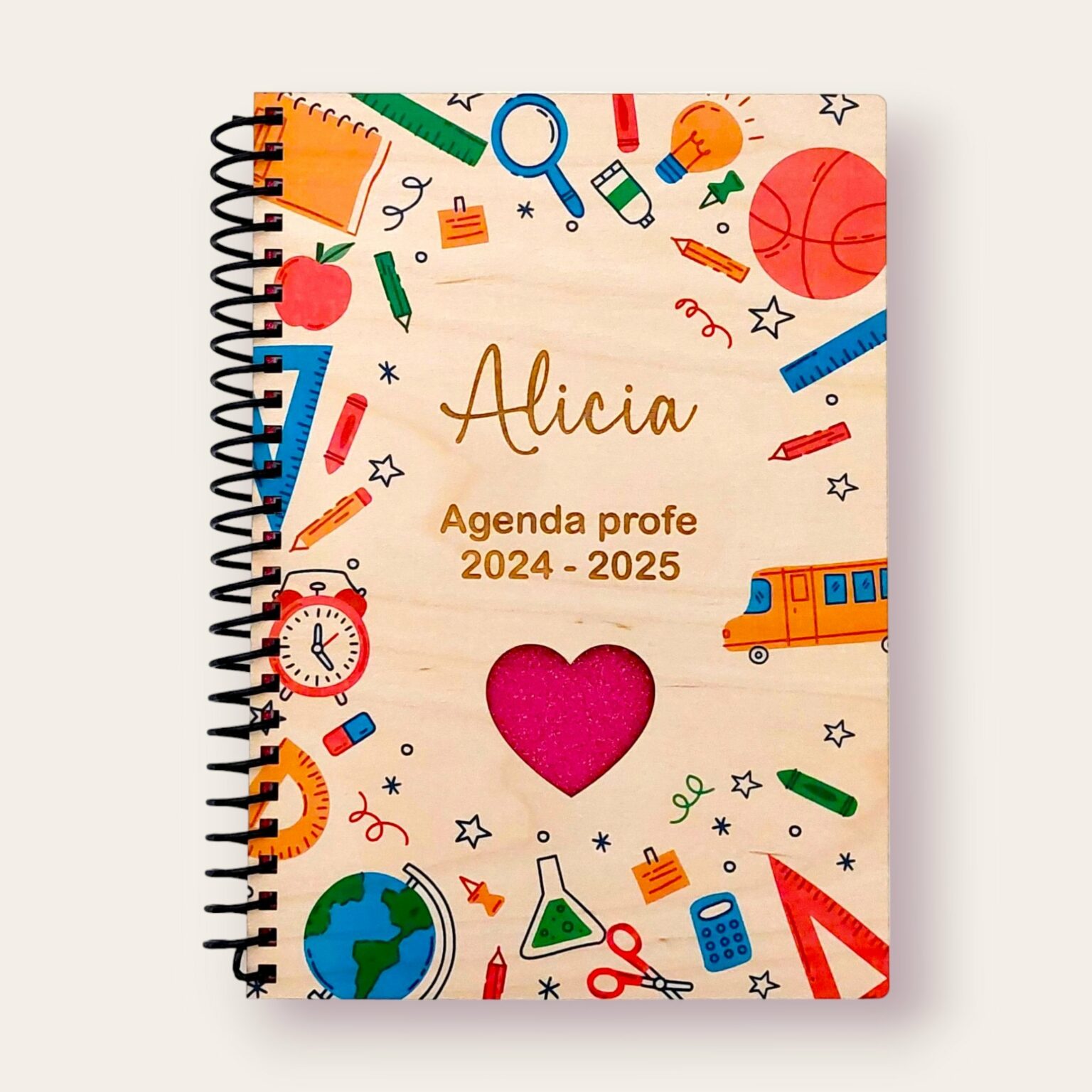 Agenda 2025-2026 personalizada – Tapas de Madera a Color y Grabadas a ...